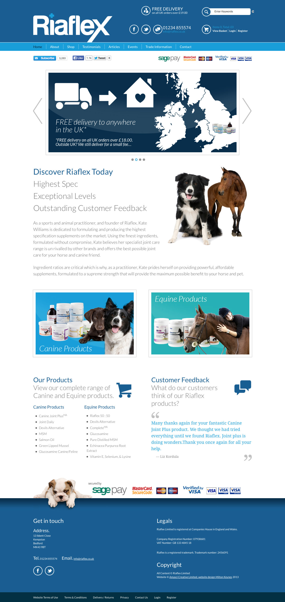 Riaflex - A bespoke content managed eCommerce website with branding and marketing